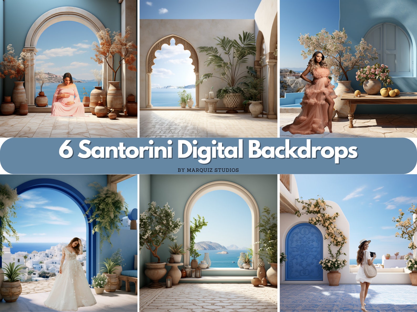 Santorini Digital Backdrops Greece Digital Backdrops Paradise Photoshop ...