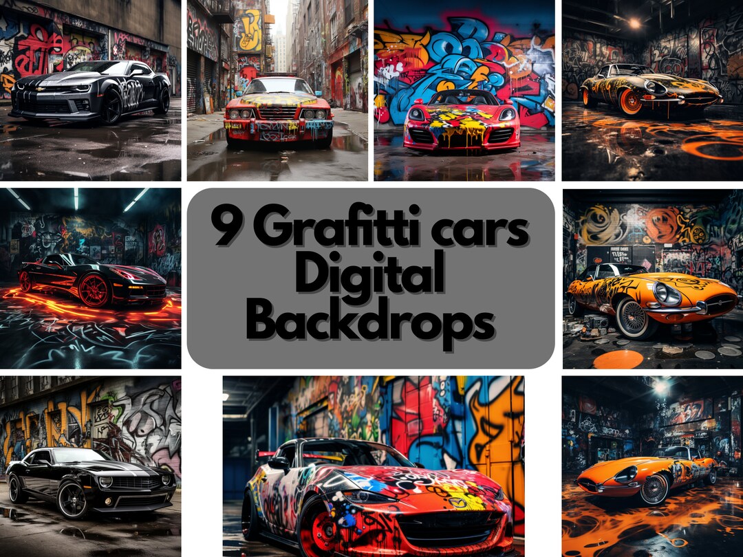 Grafitti Cars Digital Backdrops Bundle Grafitty Photoshop Overlay ...