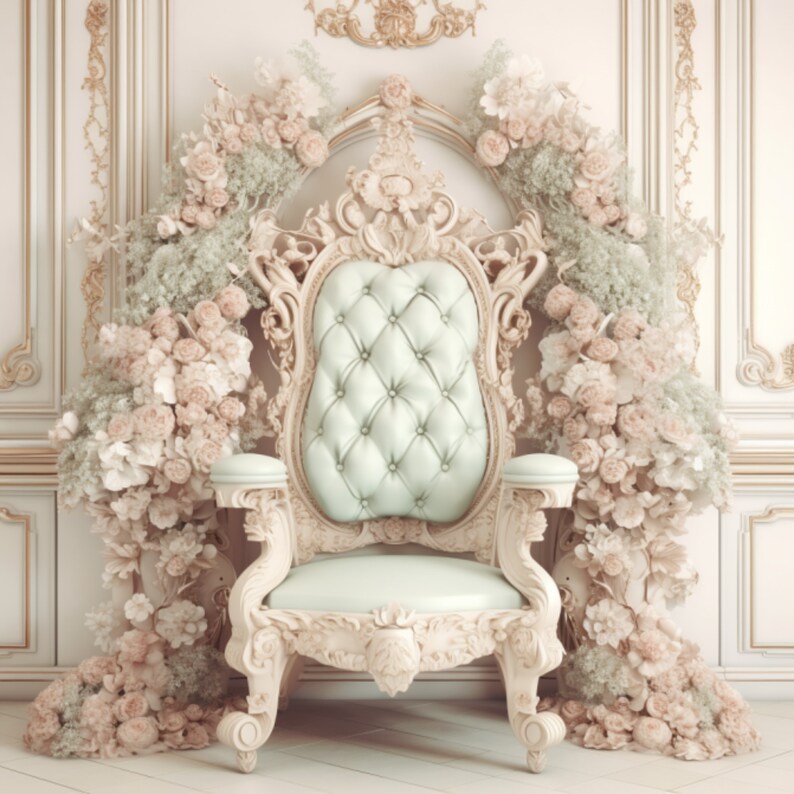 White & Pastel Thrones Digital Backdrops White Chair Overlay Pastel ...