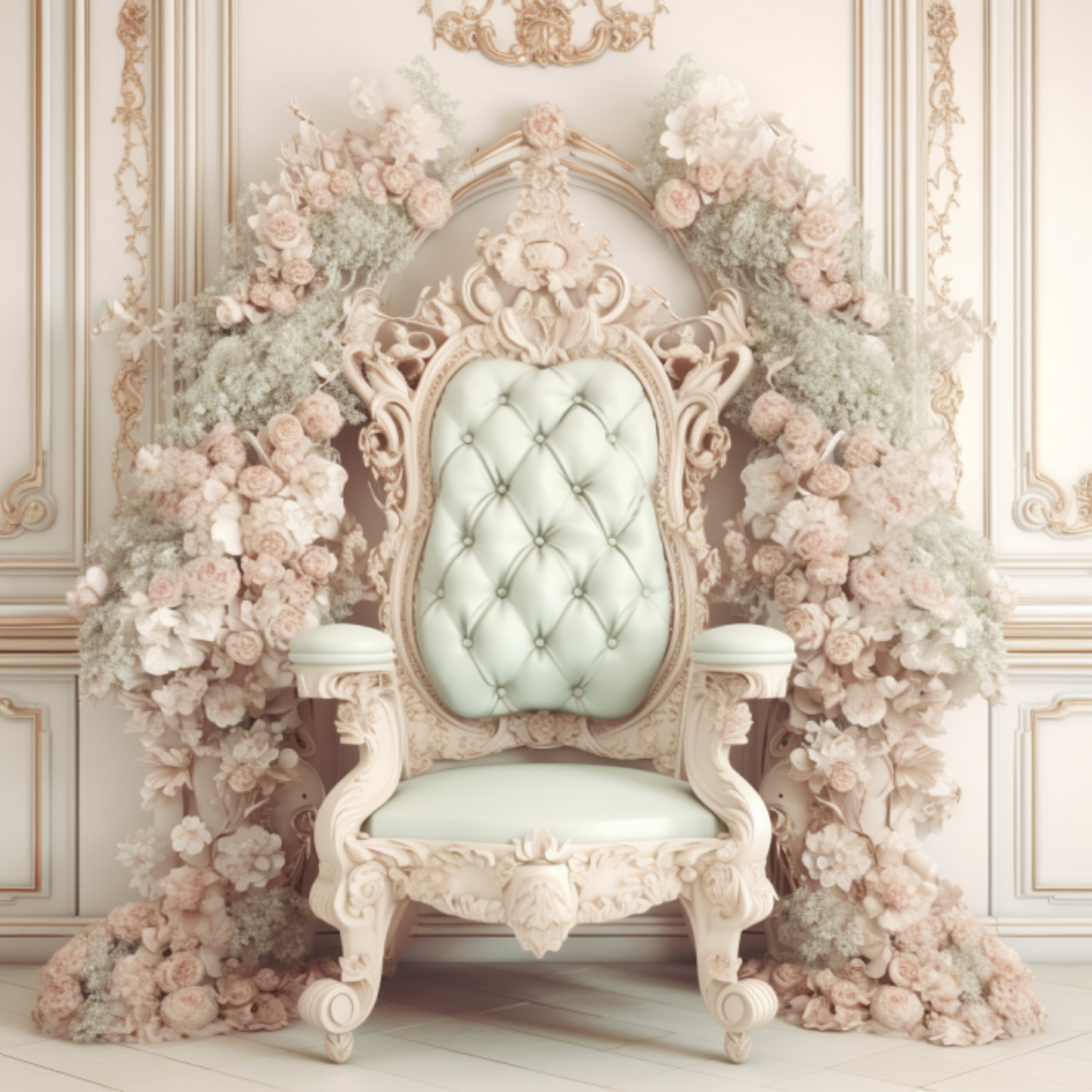 White & Pastel Thrones Digital Backdrops White Chair Overlay Pastel ...