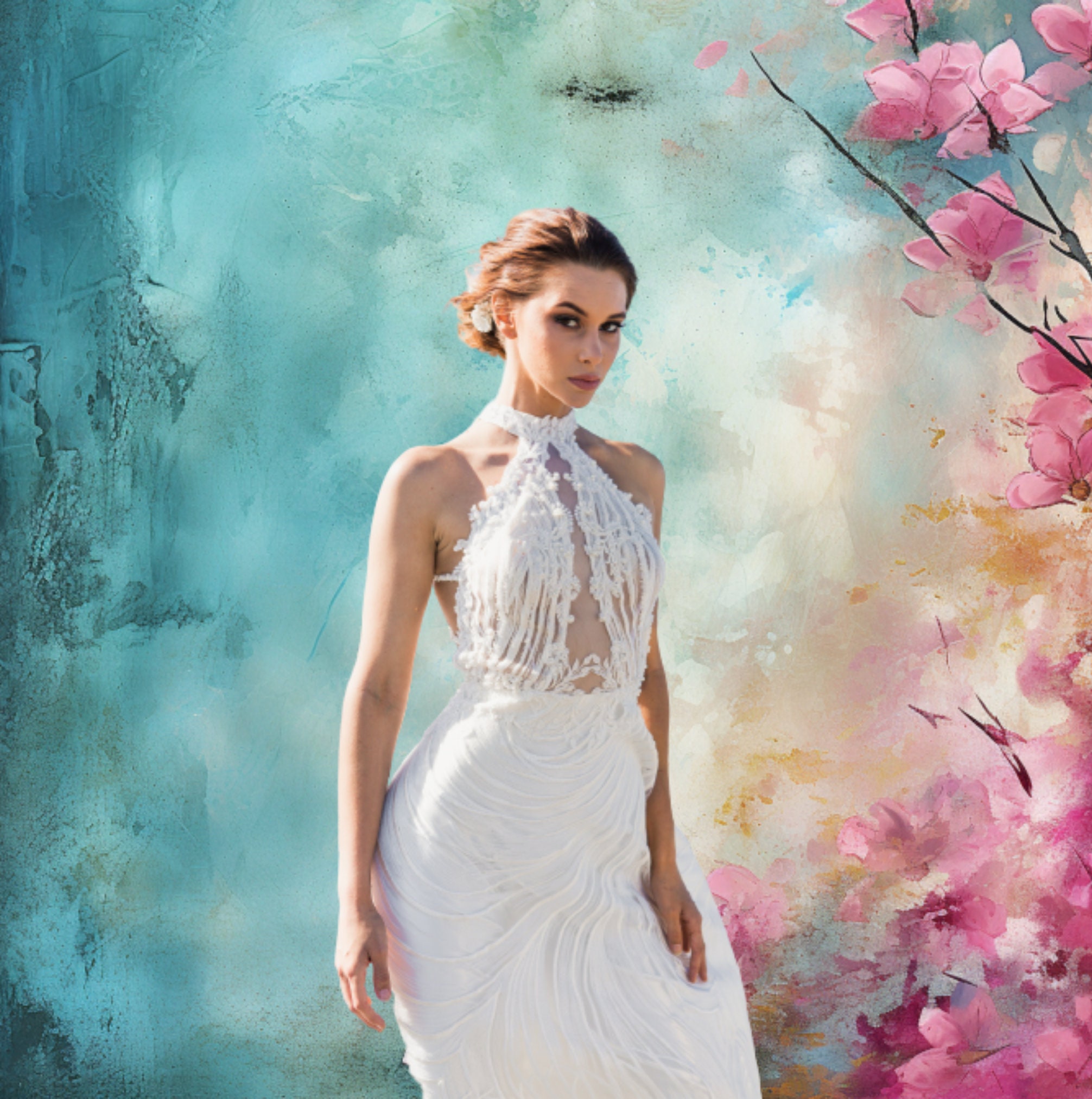 Floral Old Canvas Digital Backdrops Floral Photoshop Overlays Canvas ...