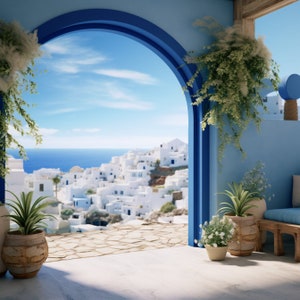 Santorini Digital Backdrops Greece Digital Backdrops Paradise Photoshop ...