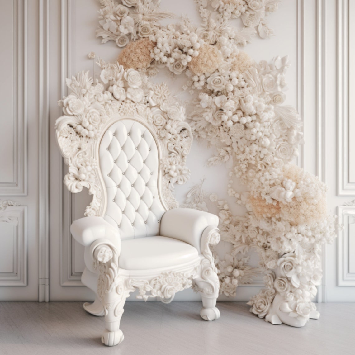 White & Pastel Thrones Digital Backdrops White Chair Overlay Pastel ...