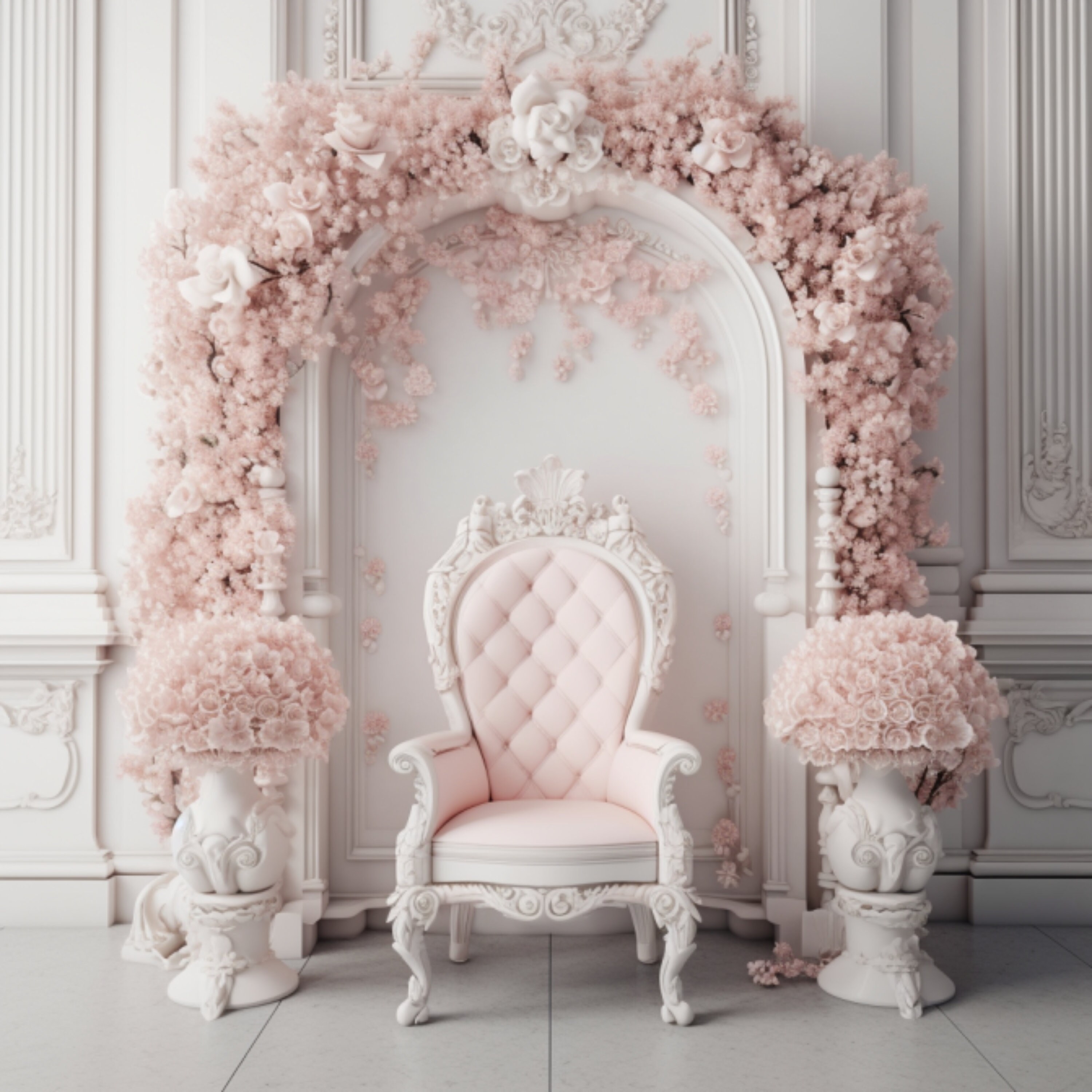 White & Pastel Thrones Digital Backdrops White Chair Overlay Pastel ...