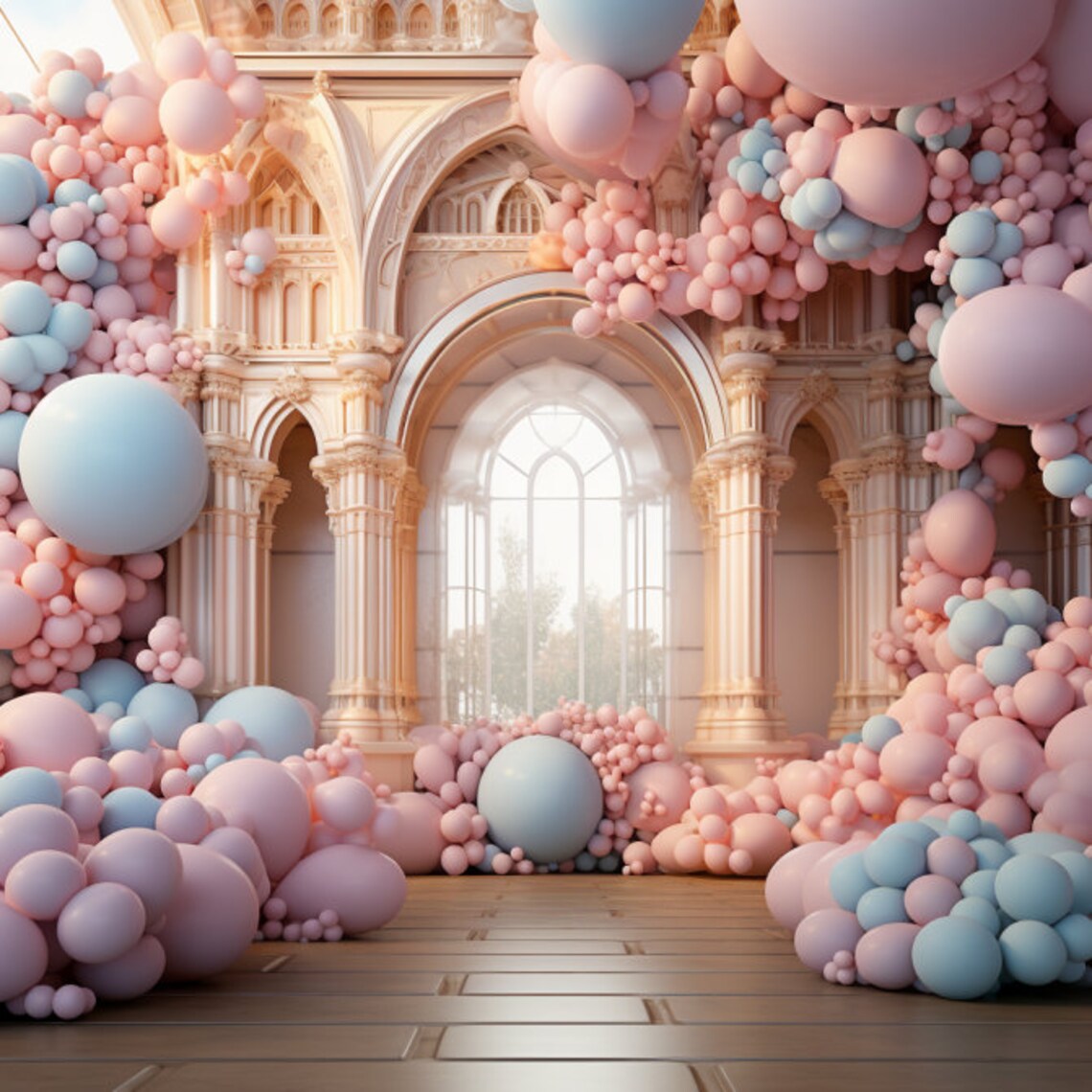 Balloon Castles for Kids Digital Backdrops Baloon Digital Backdrop ...