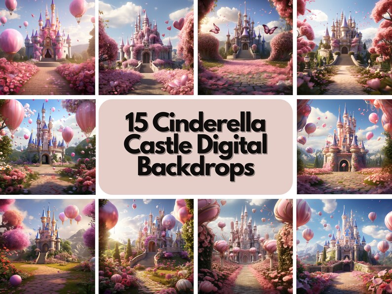 Cinderella Castle Digital Backdrops Kids Digital Overlays Kids Photoshop Overlays Cinderella ...