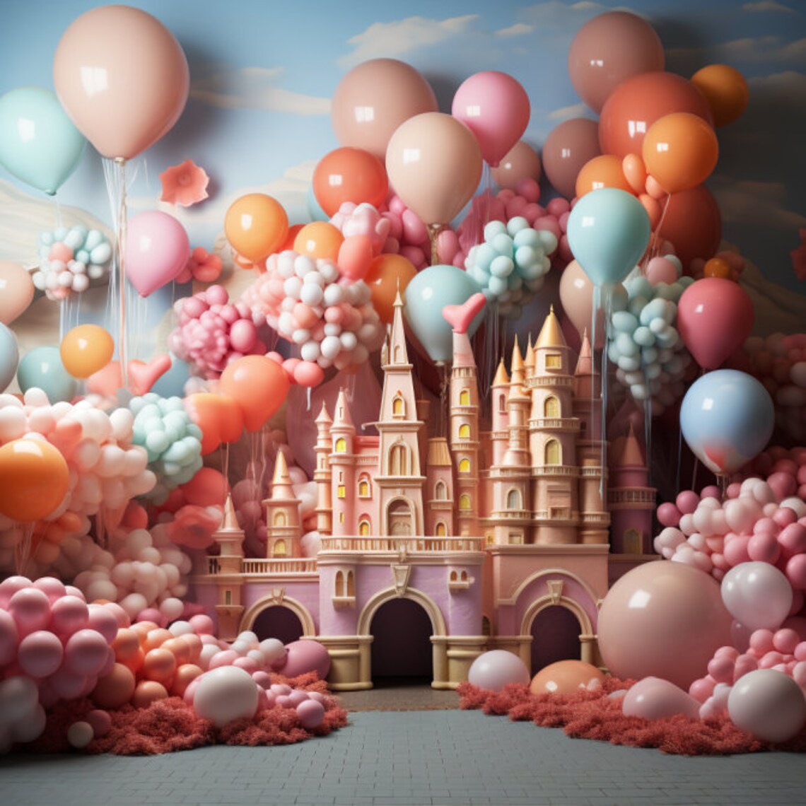 Balloon Castles for Kids Digital Backdrops Baloon Digital Backdrop ...
