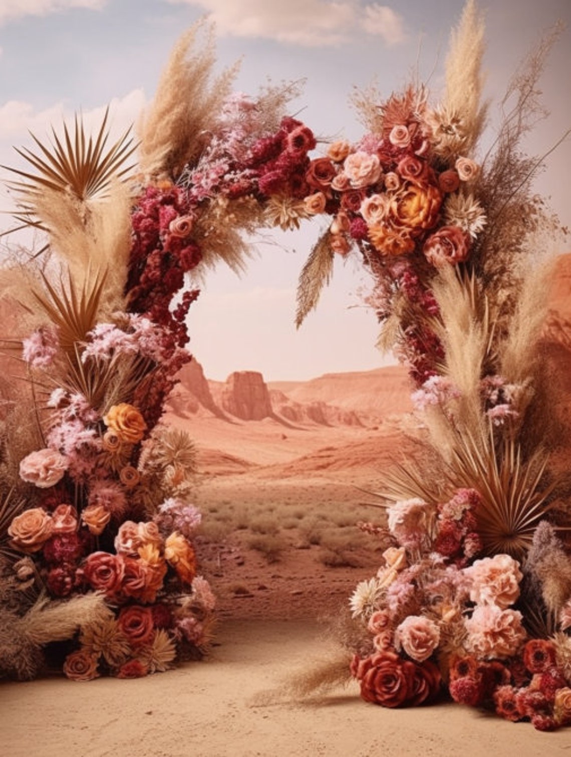 Boho Desert Floral Arches Digital Backdrops Boho Backdrops Floral ...