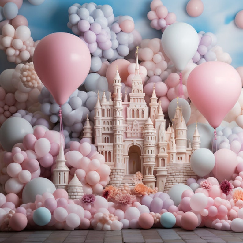 Balloon Castles for Kids Digital Backdrops Baloon Digital - Etsy