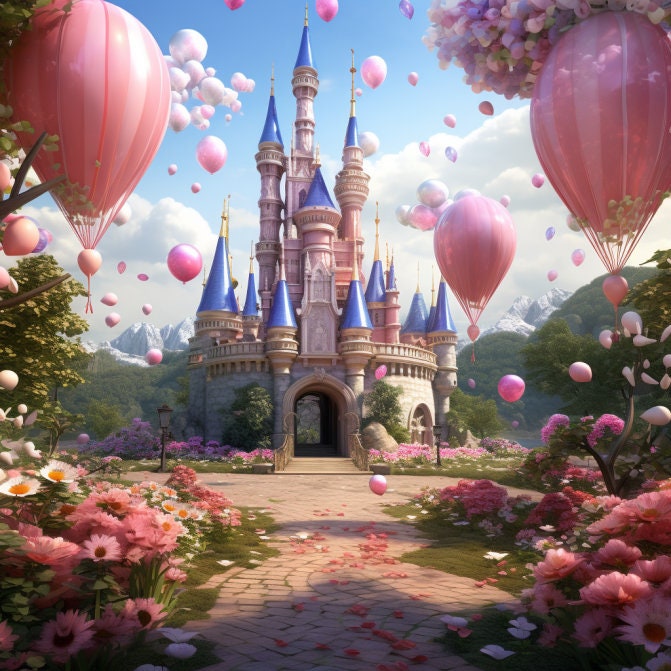 Cinderella Castle Digital Backdrops Kids Digital Overlays Kids - Etsy