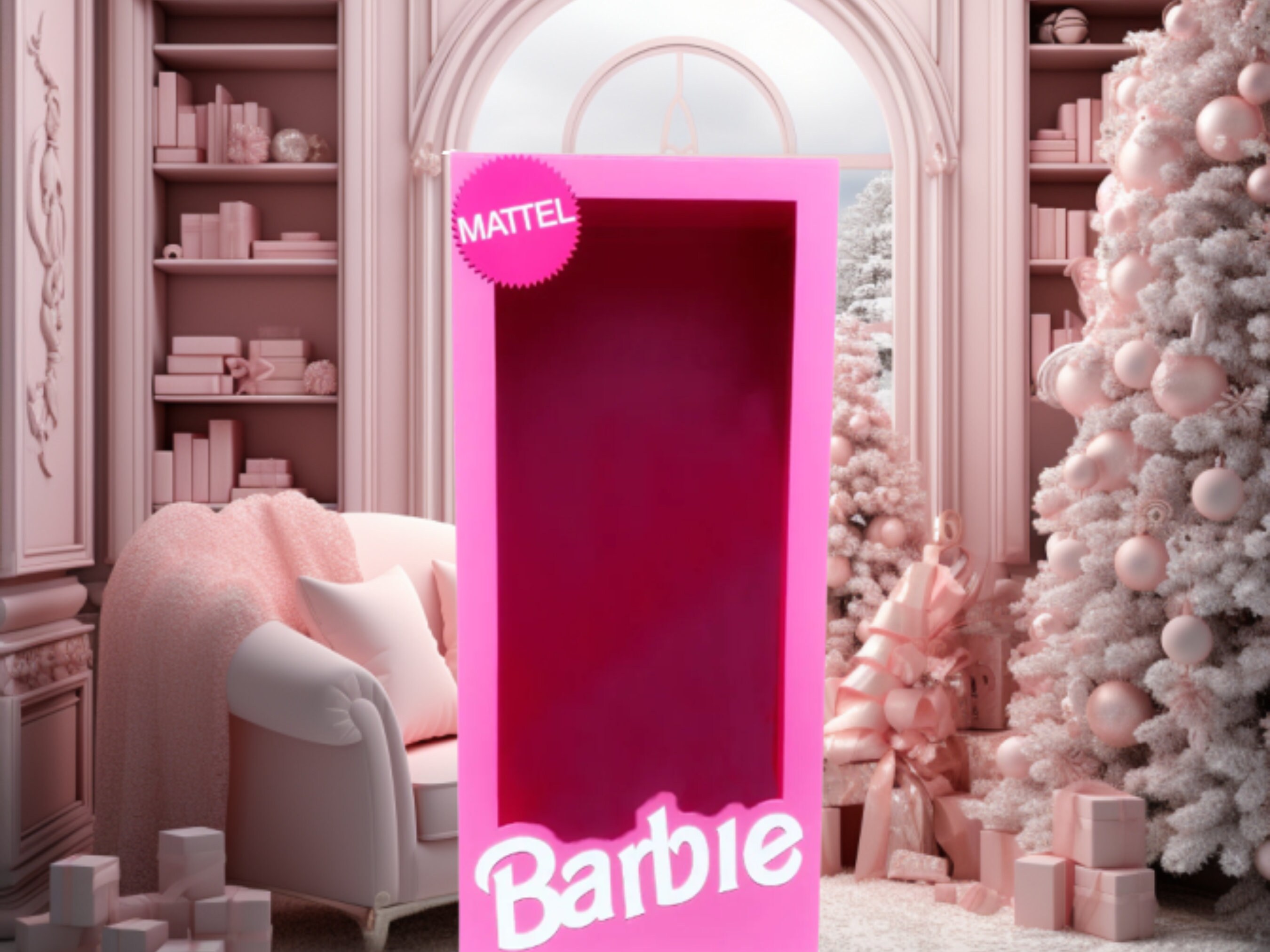 Christmas Barbie Digital Backdrop Barbie Box Backdrop Xmas Barbie ...