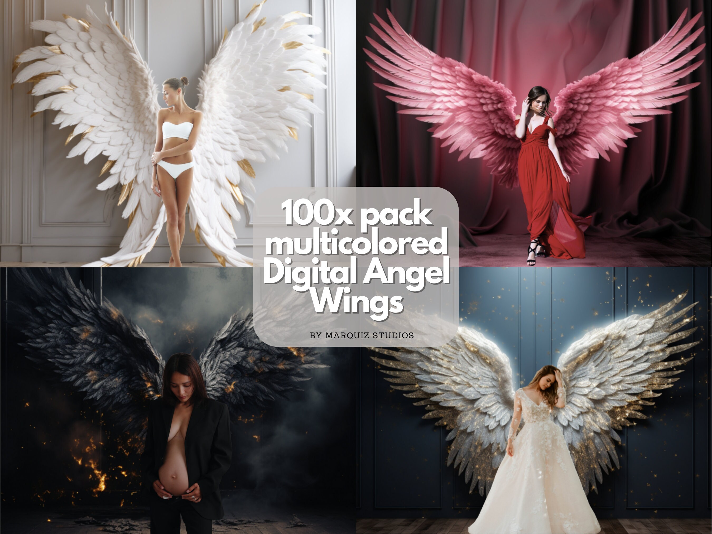 100 X Bundle Angel Wings Digital Backdrops Digital Angel Wings - Etsy