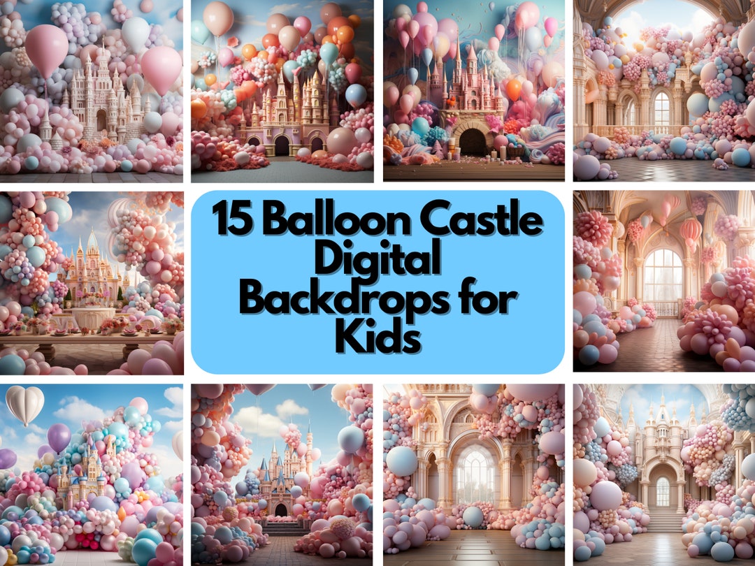 Balloon Castles for Kids Digital Backdrops Baloon Digital Backdrop ...