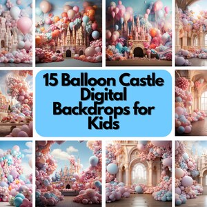 Balloon Castles for Kids Digital Backdrops Baloon Digital Backdrop ...
