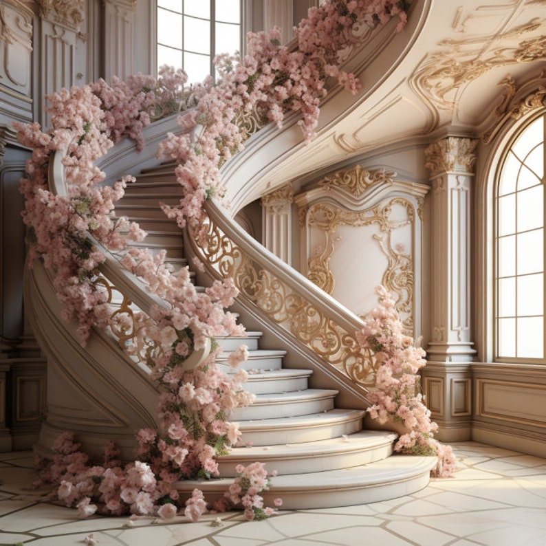 Castle Spiral Staircase Digital Backdrops Castle Backdrop - Etsy
