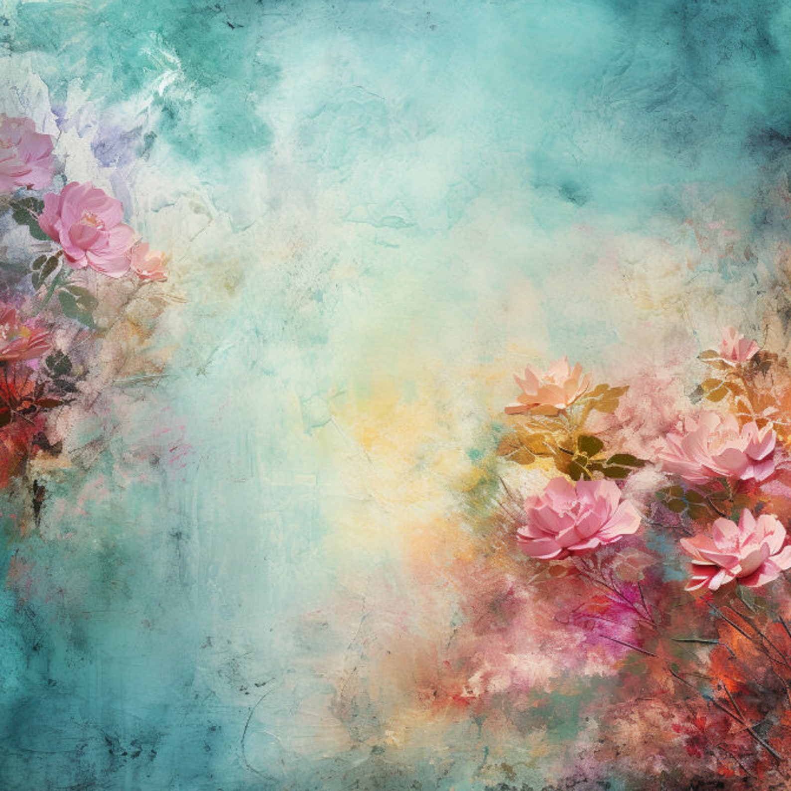 Floral Old Canvas Digital Backdrops Floral Photoshop Overlays Canvas ...