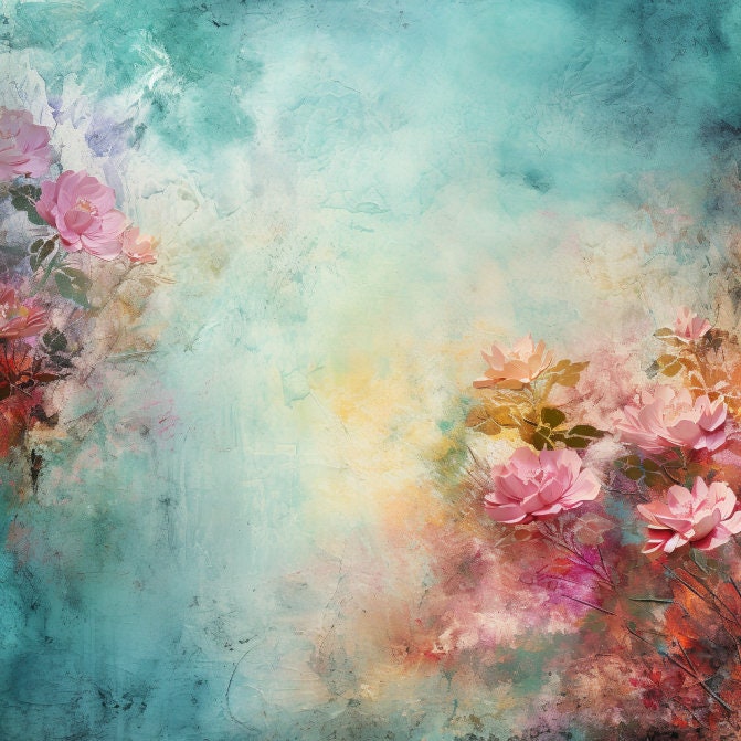 Floral Old Canvas Digital Backdrops Floral Photoshop Overlays Canvas ...
