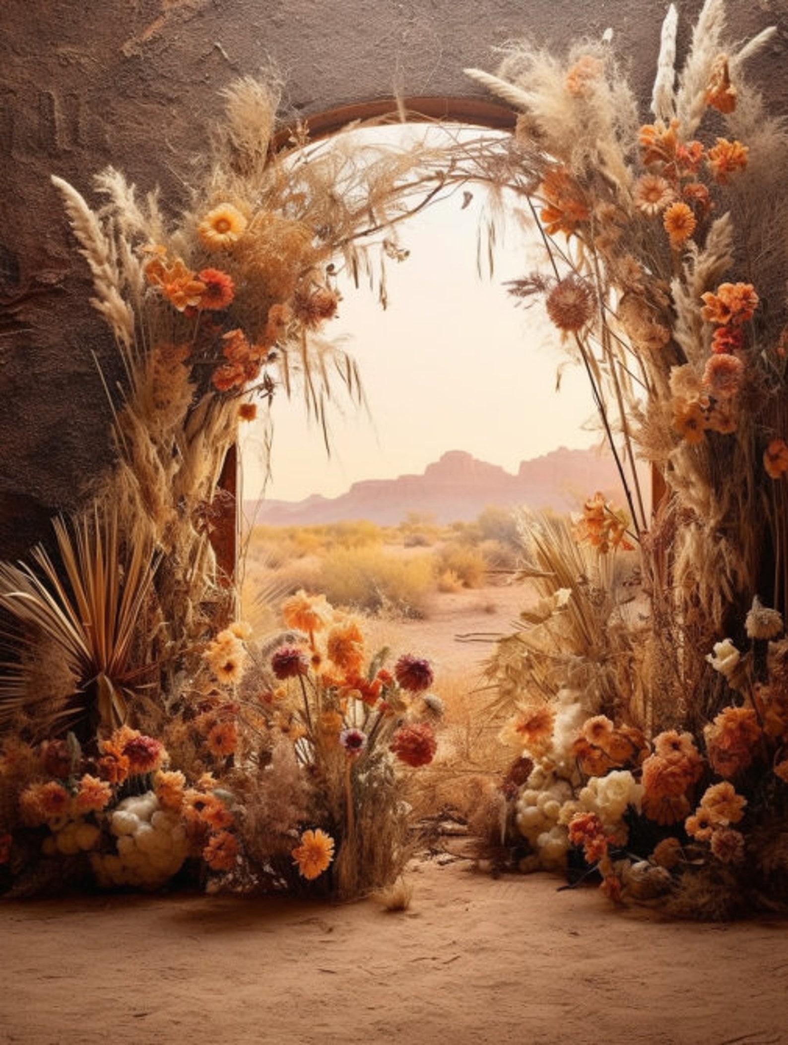 Boho Desert Floral Arches Digital Backdrops Boho Backdrops Floral ...