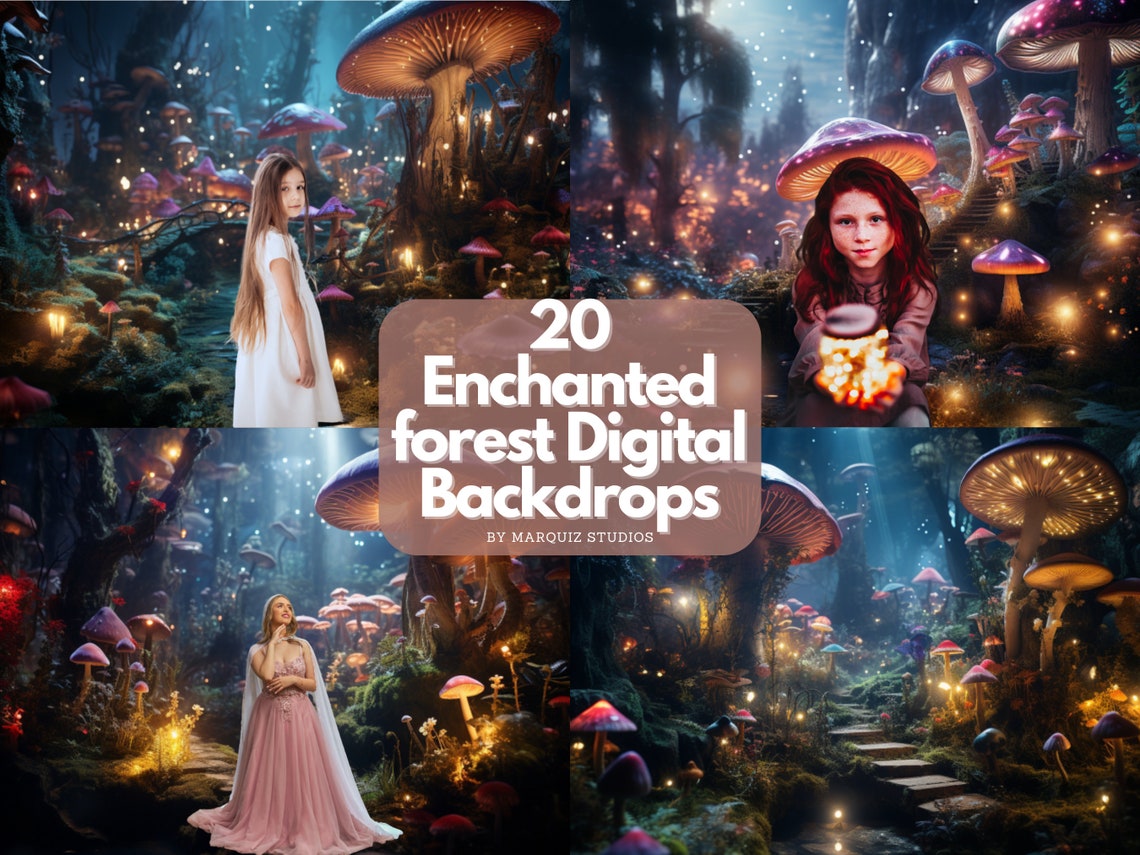 20 Enchanted Forest Digital Backdrops Fairy Forest Overlay Digital ...