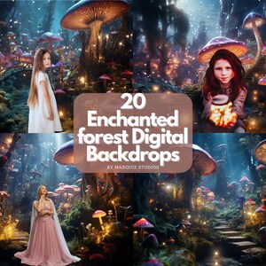 20 Enchanted Forest Digital Backdrops Fairy Forest Overlay Digital ...
