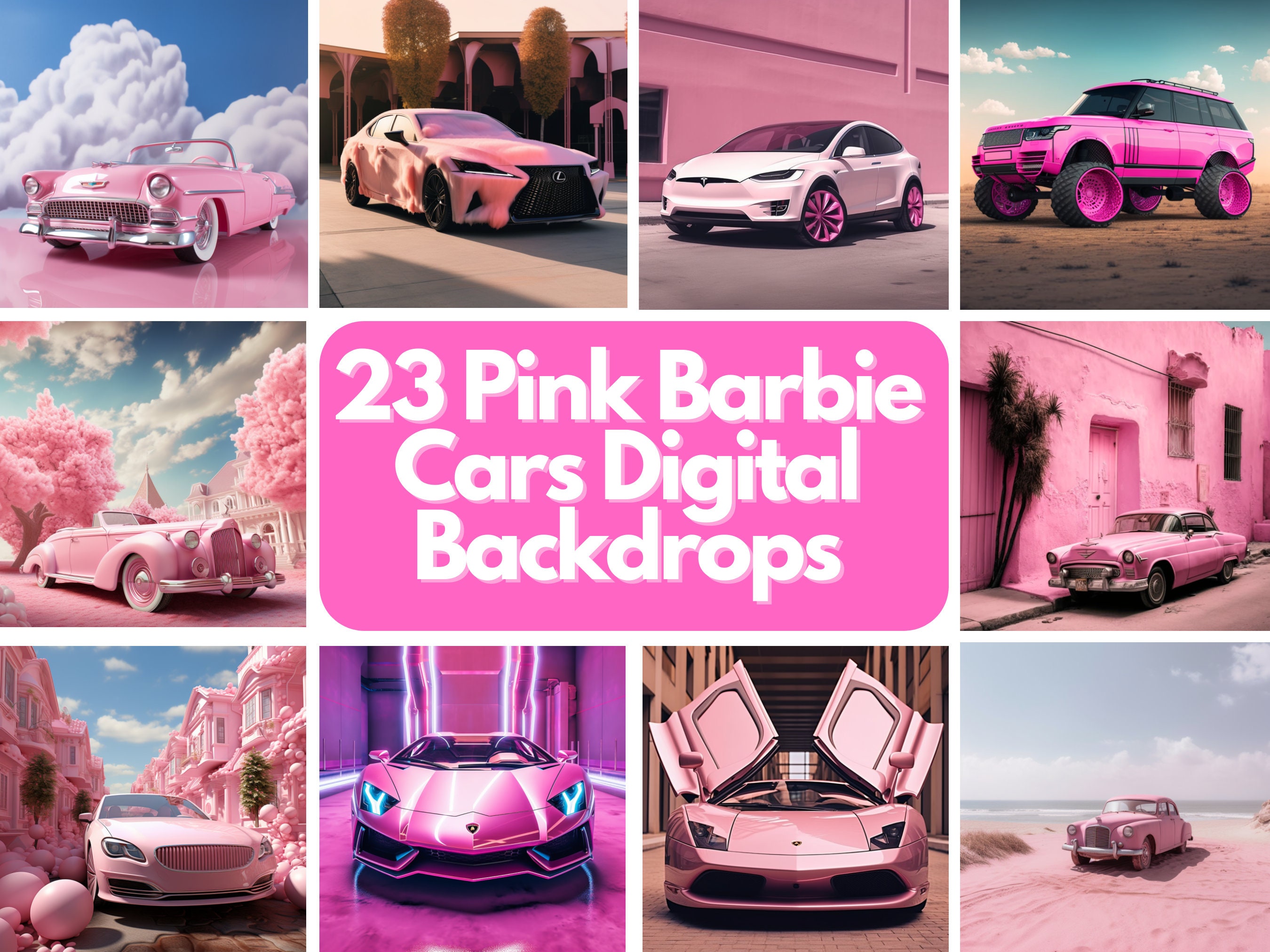 Pink Barbie Cars Barbie Cars Backdrops Barbie Cars Bundle Pink Cars ...