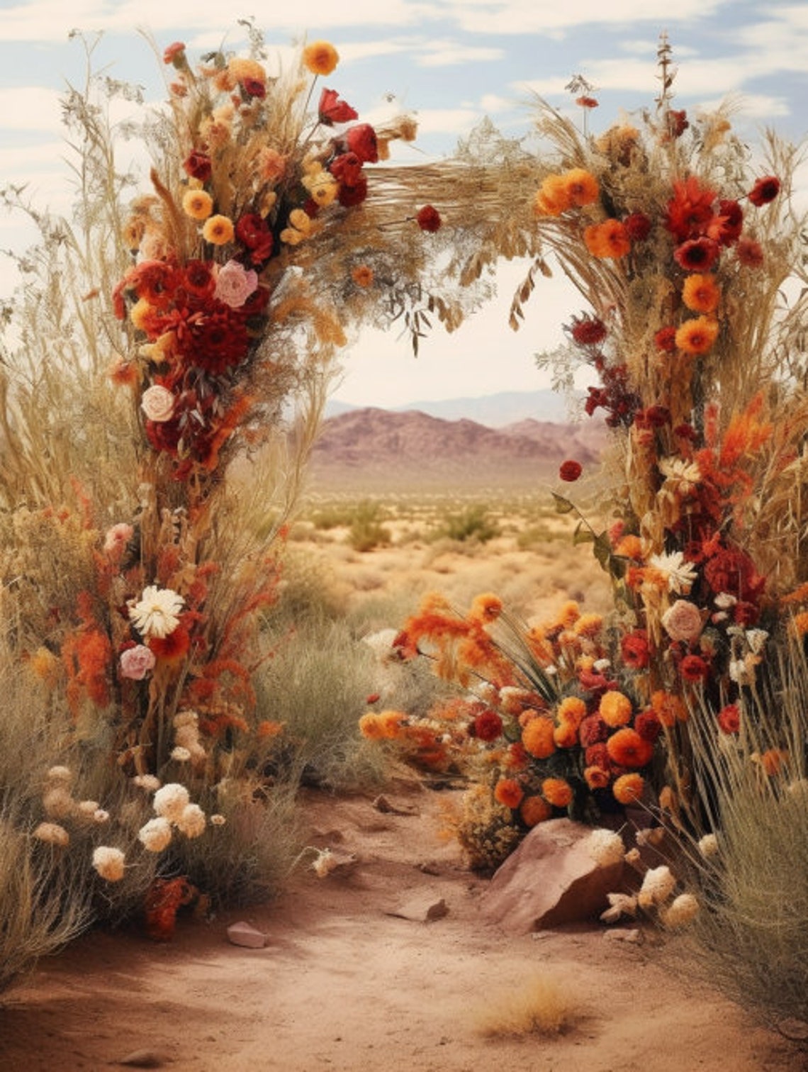 Boho Desert Floral Arches Digital Backdrops Boho Backdrops Floral ...