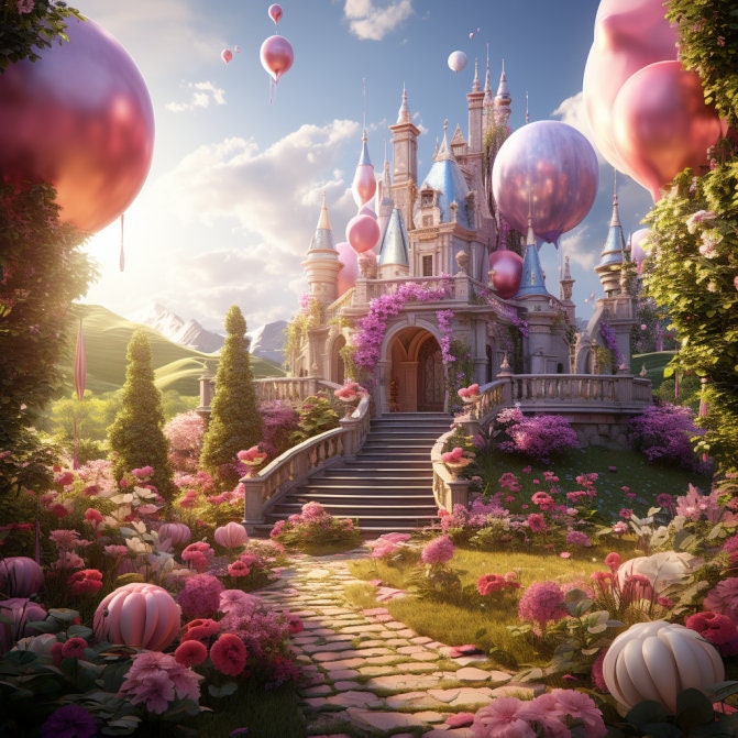 Cinderella Castle Digital Backdrops Kids Digital Overlays Kids - Etsy