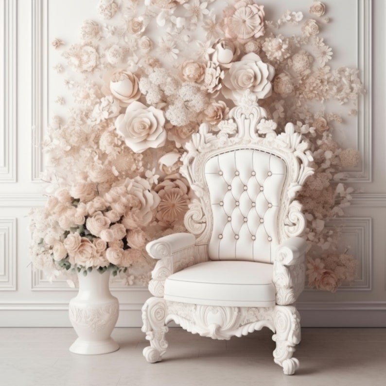 White & Pastel Thrones Digital Backdrops White Chair Overlay Pastel ...