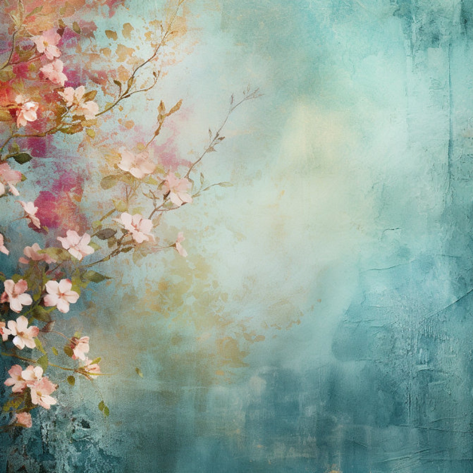 Floral Old Canvas Digital Backdrops Floral Photoshop Overlays Canvas ...