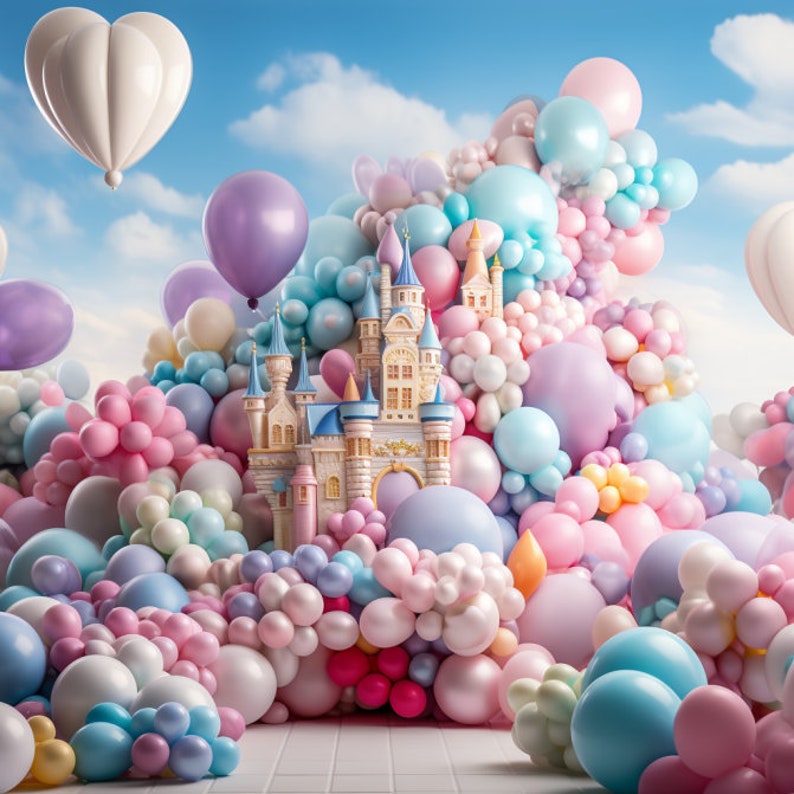Balloon Castles for Kids Digital Backdrops Baloon Digital Backdrop ...