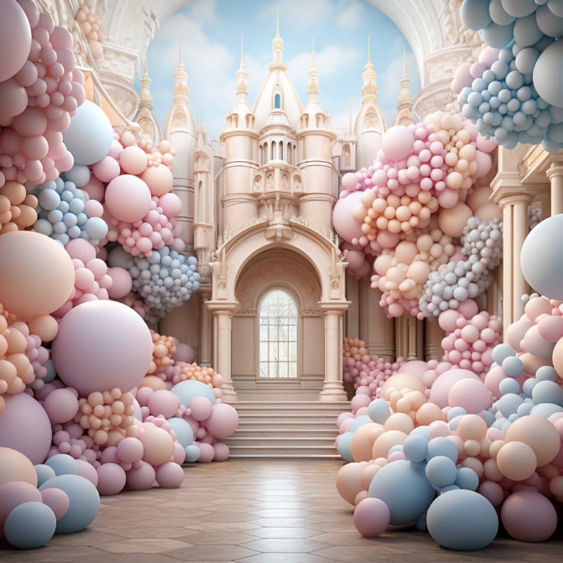 Balloon Castles for Kids Digital Backdrops Baloon Digital - Etsy