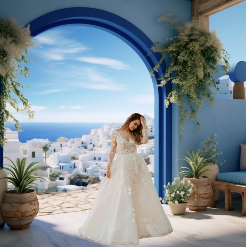 Santorini Digital Backdrops Greece Digital Backdrops Paradise Photoshop ...