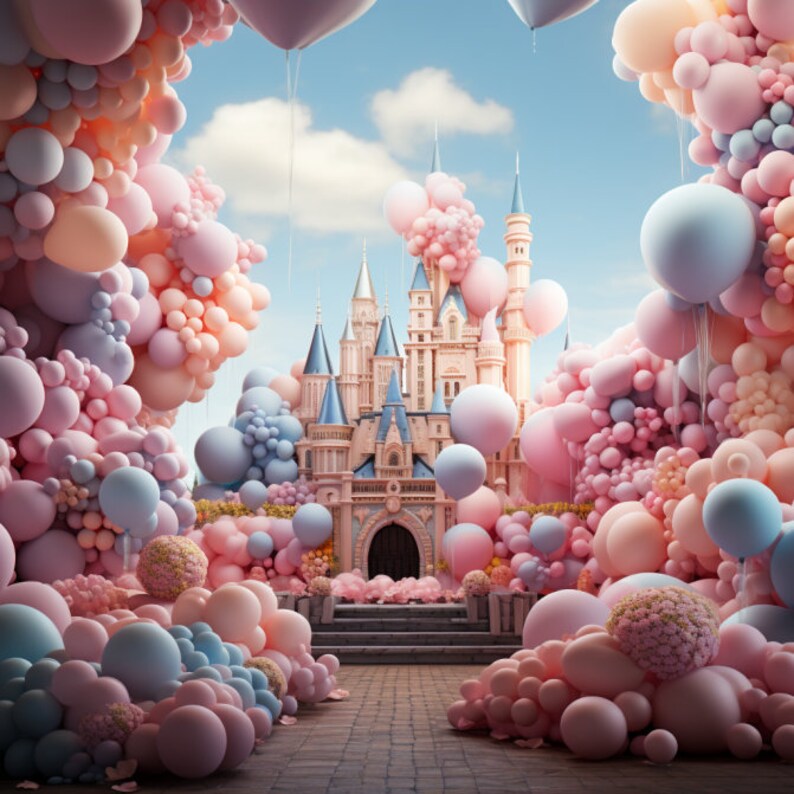 Balloon Castles for Kids Digital Backdrops Baloon Digital Backdrop ...
