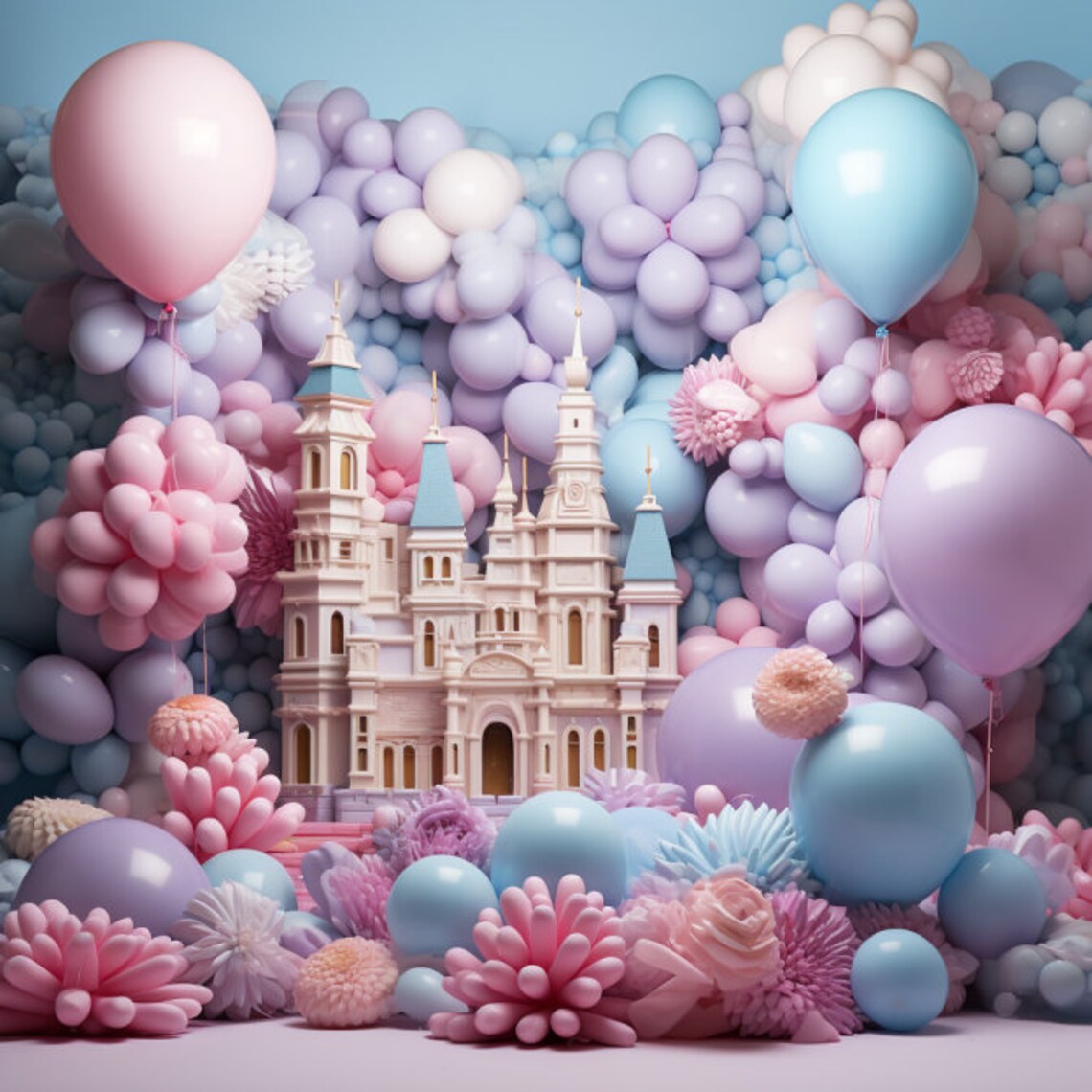 Balloon Castles for Kids Digital Backdrops Baloon Digital Backdrop ...