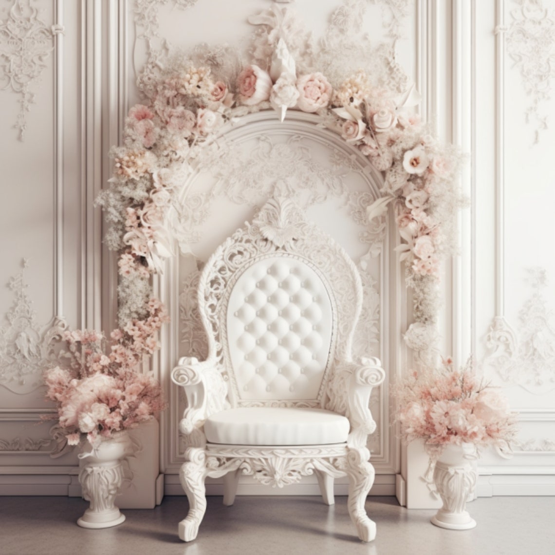 White & Pastel Thrones Digital Backdrops White Chair Overlay Pastel ...