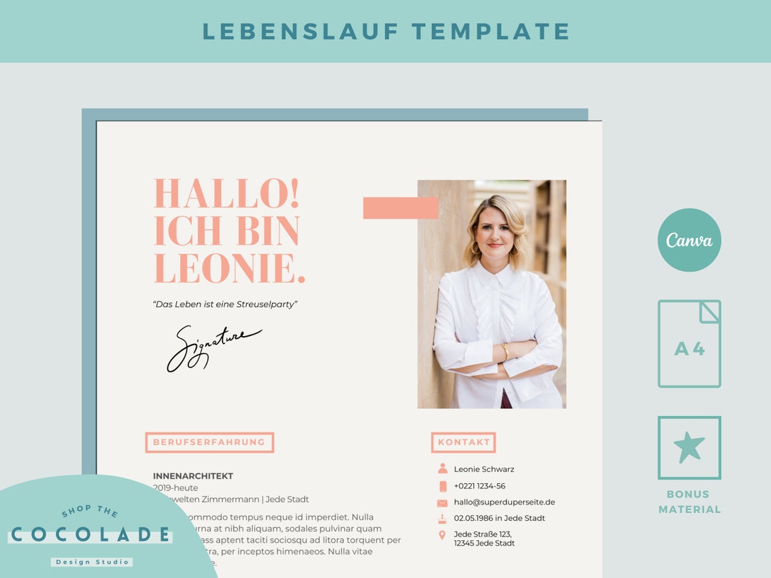 Modèles de candidature Modèle de CV allemand Canva CV - Etsy France