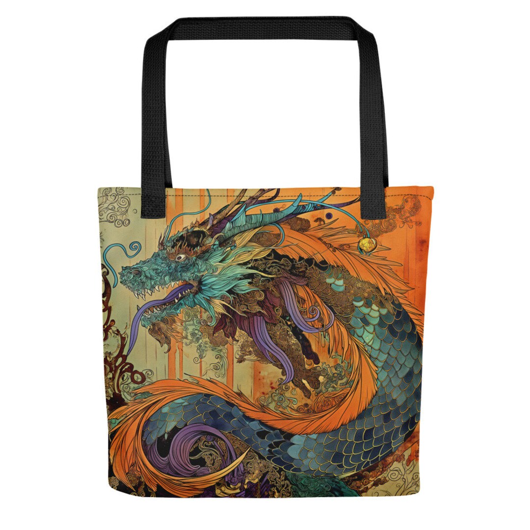 Art Nouveau Chinese Dragon Tote Bag Studio Tote Project Tote - Etsy