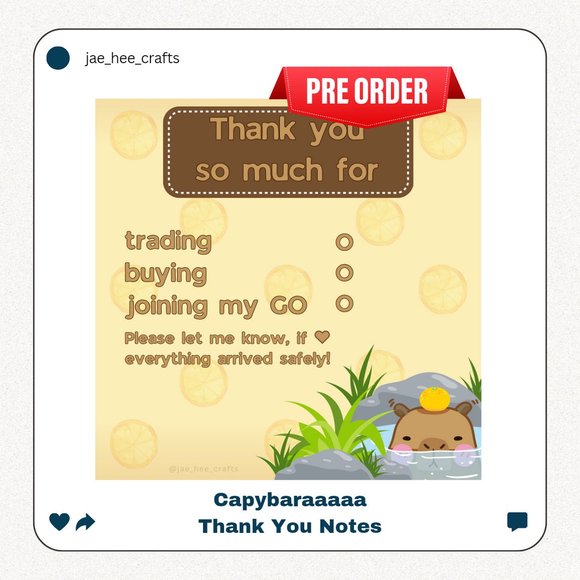 K-pop Thank You Notes Capybara Notepad PRE-ORDER - Etsy