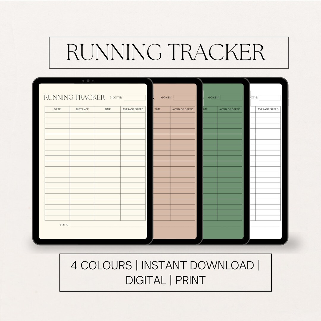 Monthly Running Tracker | Fitness Tracker | Minimalistic | to Use With ...