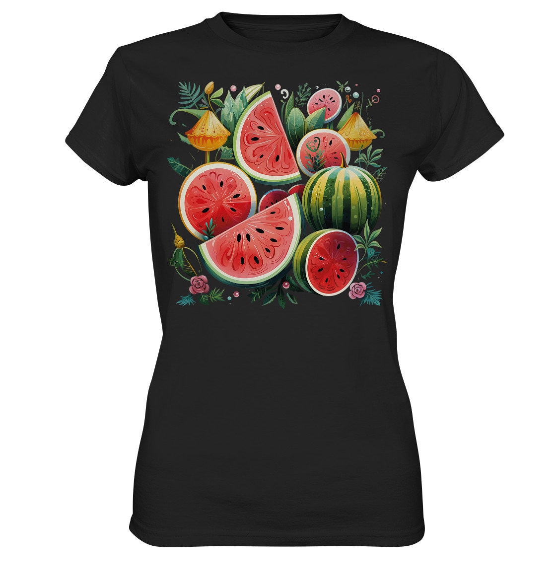 Summery T Shirt With A Watermelon Design Premium T Shirt Women T Shirt