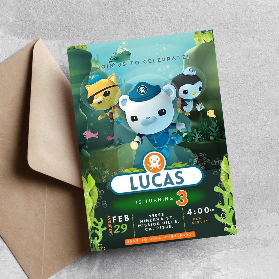 Self-editable 5x7 Octonauts Party Invitation Birthday Invite Pretty ...