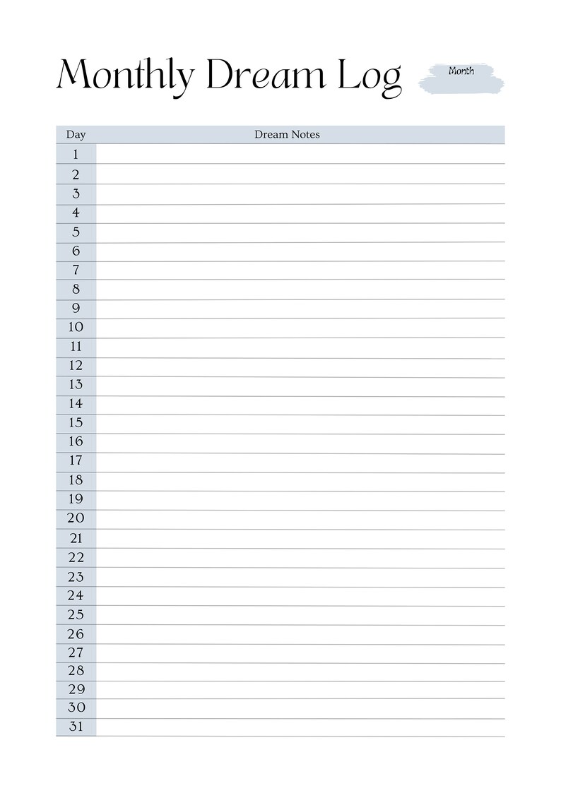 Printable Dream Journal | Dream Analysis | Dream Tracker | Dream Dairy ...