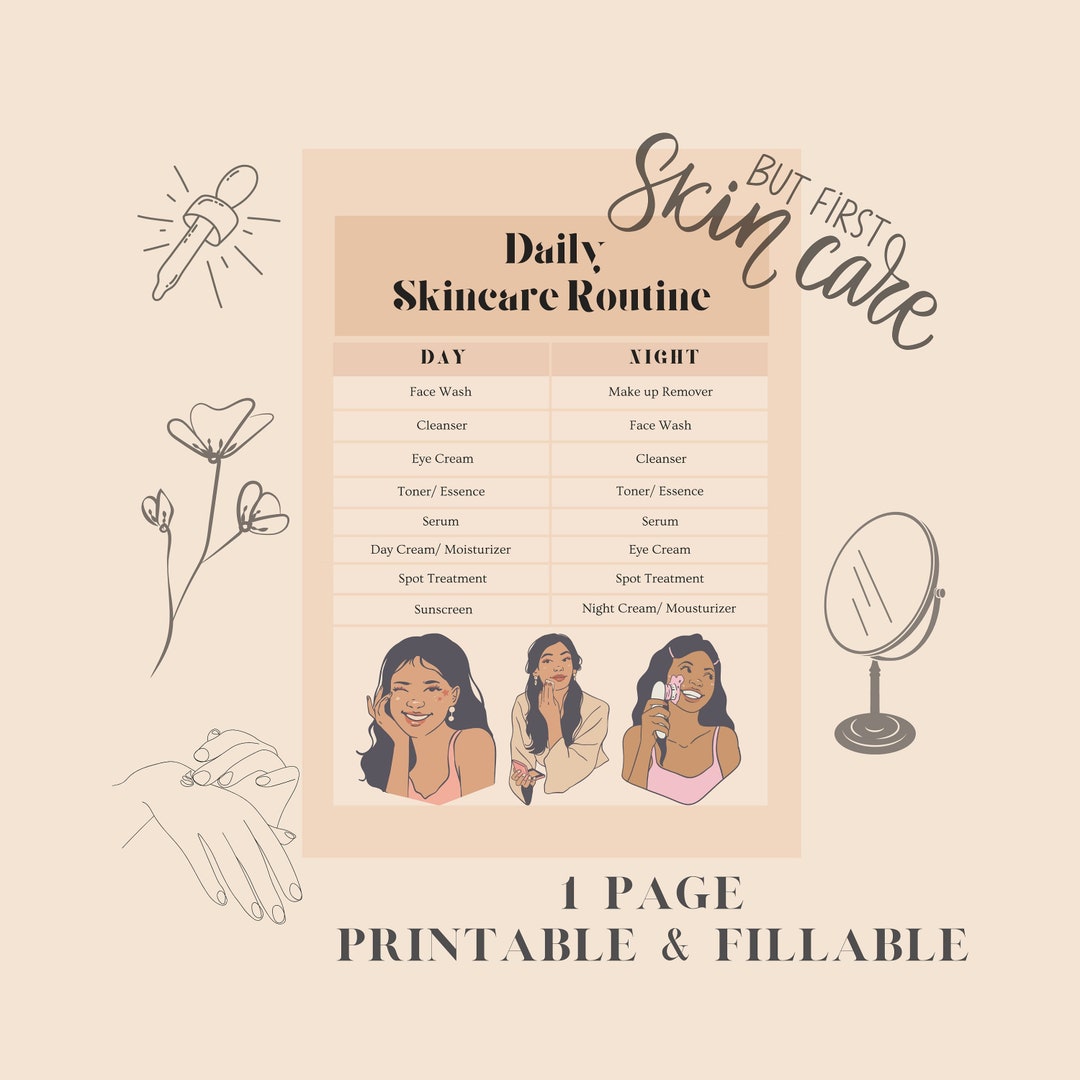 Daily Skincare Routine Planner Morning Routine Night Routine Beauty ...