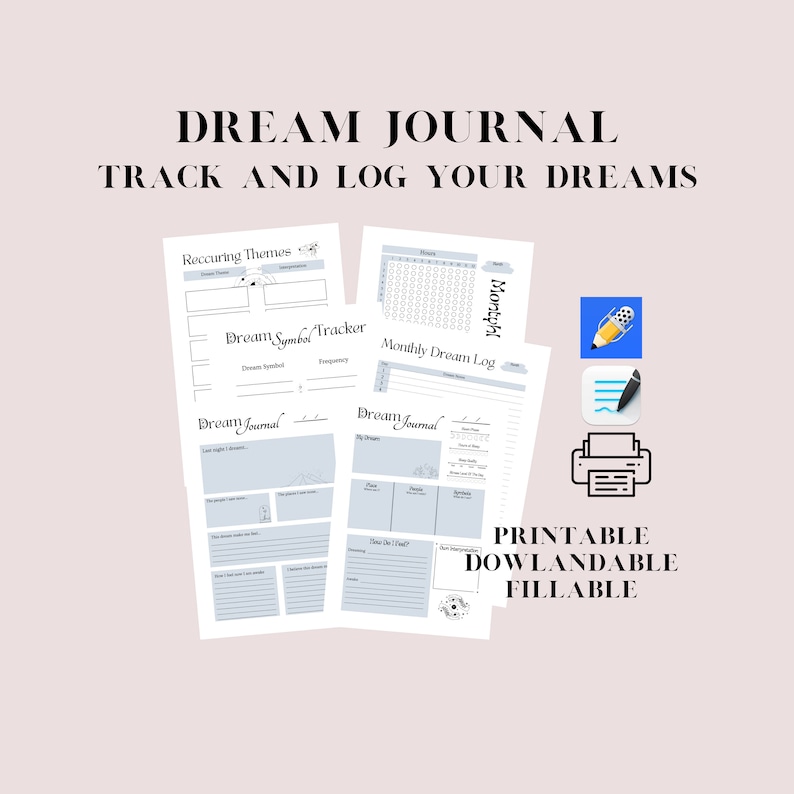 Printable Dream Journal | Dream Analysis | Dream Tracker | Dream Dairy ...