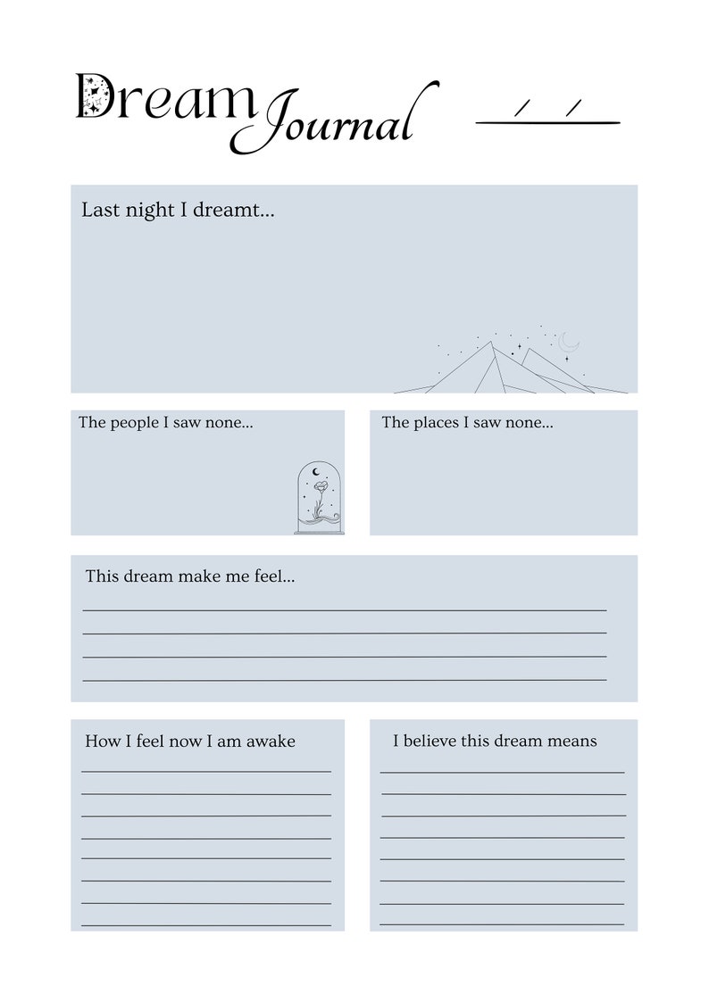 Printable Dream Journal | Dream Analysis | Dream Tracker | Dream Dairy ...