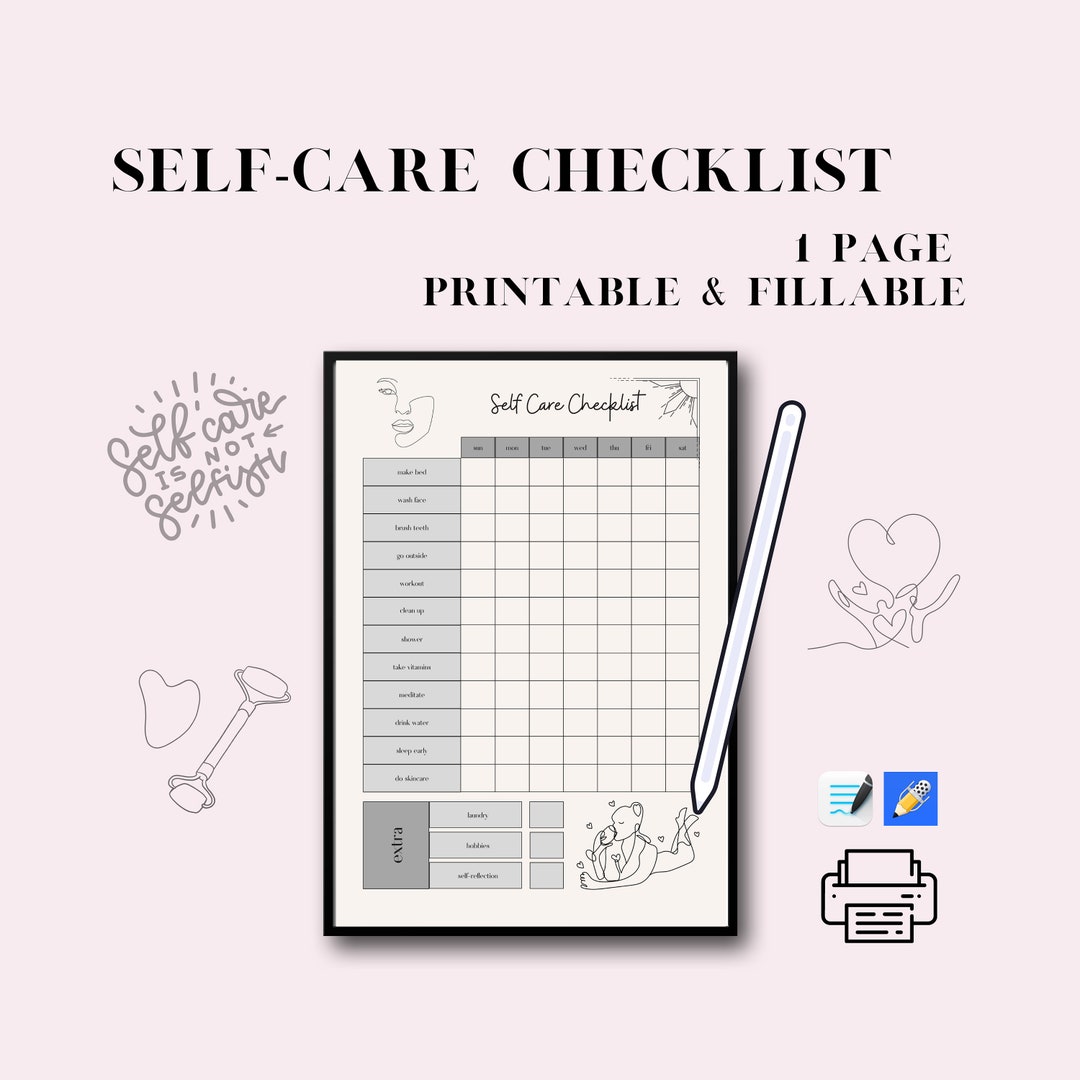Self-care Checklist | Self-care Planner | Self-care Workbook | Planner ...