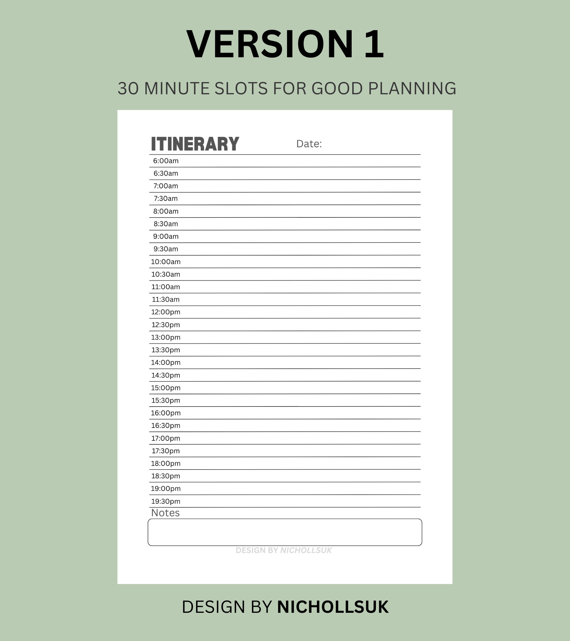 Daily Itinerary Template. Printable / Instant Download. Daily Planner ...