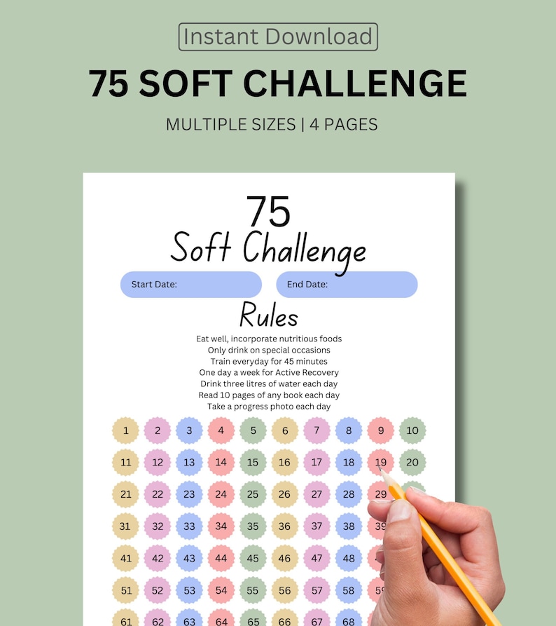 75 Soft Challenge | 75 Soft Printable | 75 Day Challenge Printable ...