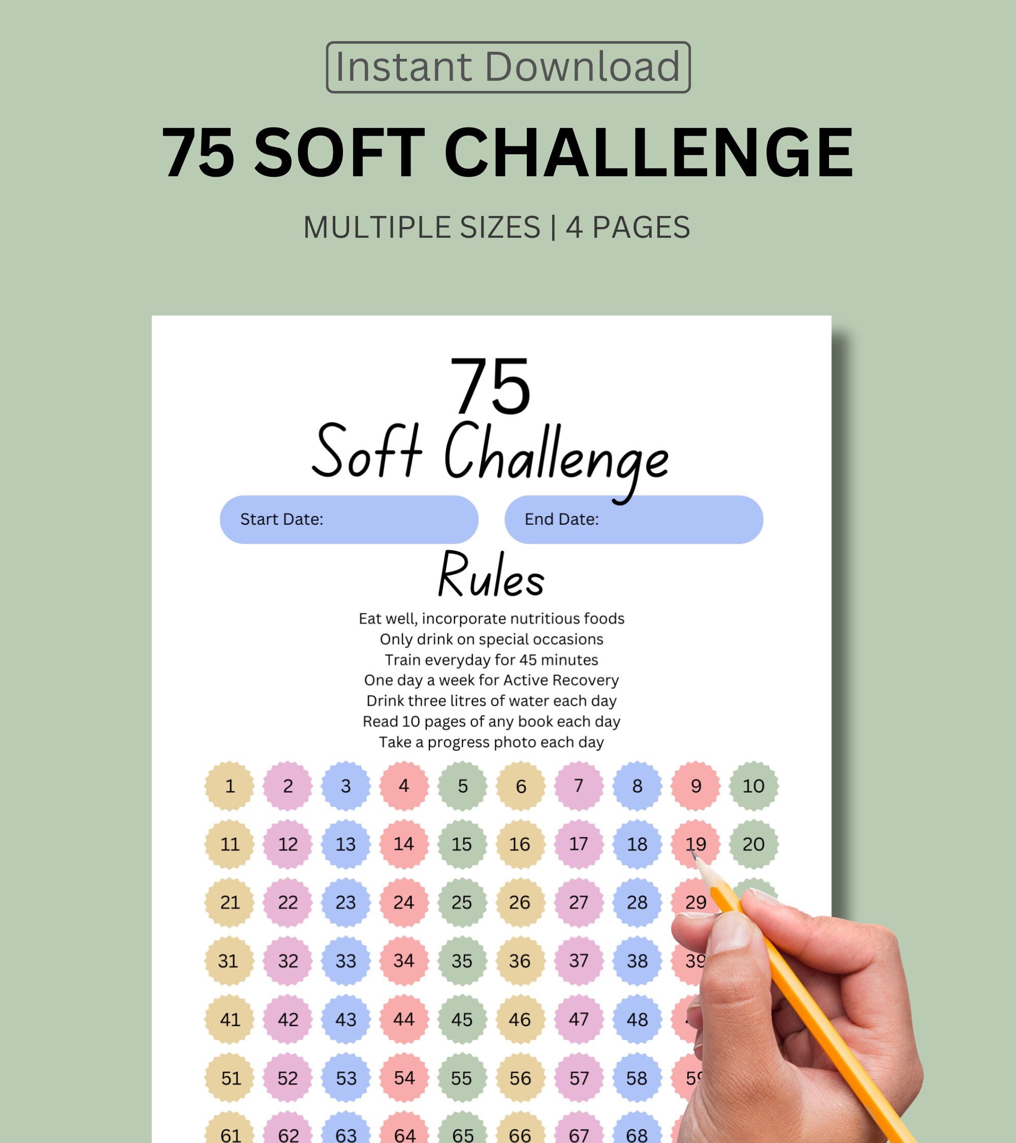 75 Soft Challenge 75 Soft Printable 75 Day Challenge Printable ...