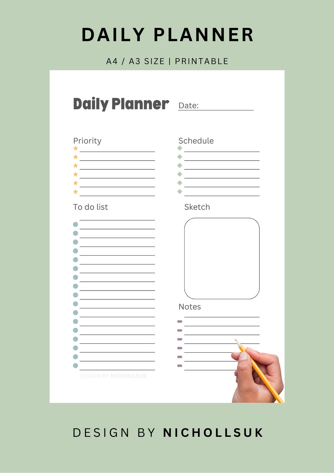 Daily Planner Printable Fillable. Daily to Do List for - Etsy